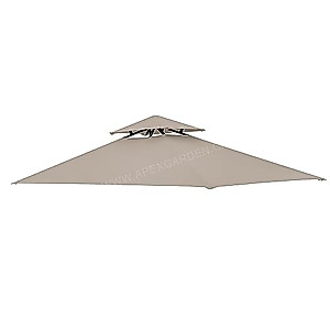 APEX GARDEN Replacement Canopy Top CAN ONLY FIT for Model #L-GG001PST-F 8' X 5' Brown Double Tiered Canopy Grill BBQ Gazebo (Top Only) (Beige)