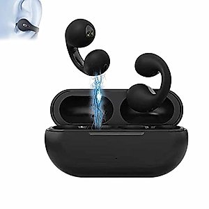 Pofeiya Wireless Ear Clip Bone Conduction Headphones - 2023 New Mini Bone Conduction Headphones Bluetooth, Open Ear Headphones Wireless Bluetooth for Running Cycling Sports Earbuds (Black,A)