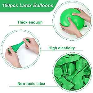 RUBFAC Green Balloons Latex Party Balloons, 100pcs 12 Inch Green Helium Balloons for Party Decoration Like Birthday Party, Baby Shower, Gender Reveal, Anniversary, Jungle Party (with Green Ribbon)