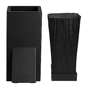 Navaris Universal Knife Block Holder - Rubber Wood Stand with Bristles to Fit Different Sizes of Knives - Angled Design, 9.8" x 5.9" x 4.1’" - Black