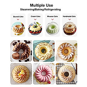 Nalchois 4 Inch Silicone Mini Bundt Cake Pan Set of 4, Nonstick BPA Free Silicone Cake Molds for Baking, Oven Dishwasher Safe Fluted Tube Baking Pan for Pumpkin Cake, Jelly, Brownies, Bread, Pudding