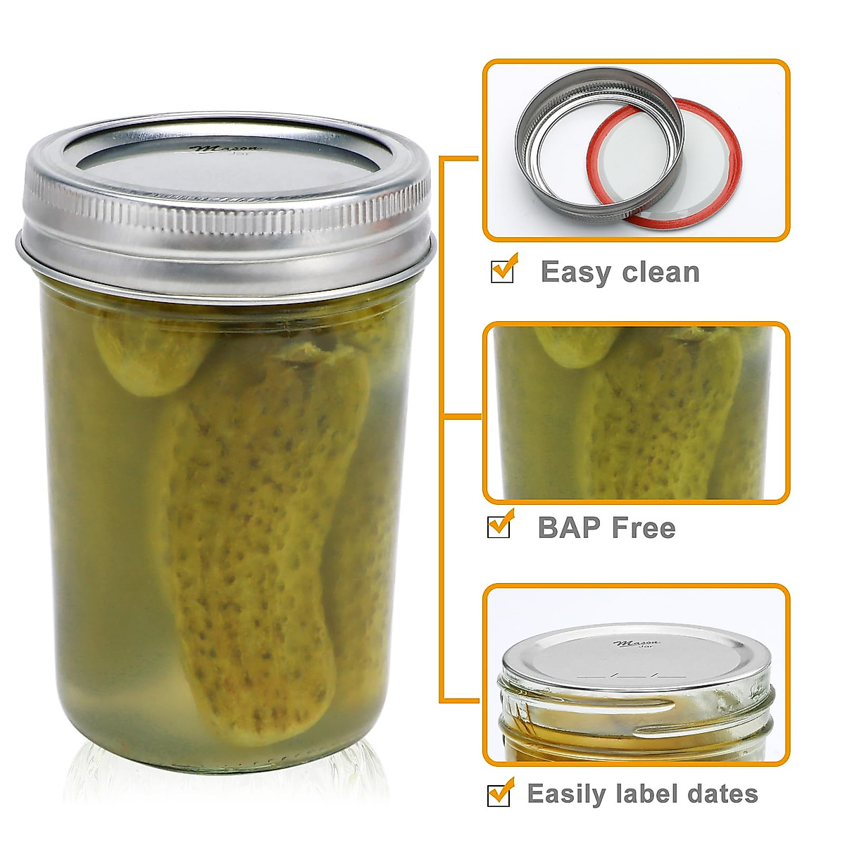 Woaiwo-q Mason Jars 8 oz Regular Mouth,30 Pack Canning Jars Jelly Jars With Airtight Lids, Ideal for Jam/Honey/DIY Projects/Wedding Favors/Shower Favors