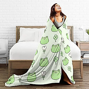 Pubnico Cute Green Frogs Blanket , Flannel Blanket Fluffy Cozy Fuzzy Throws Non-Shedding for Nap Bed Sofa Couch Home Decor, Adults Kids Teens Frog Gifts