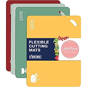 Flexible Plastic Cutting Boards for Kitchen - Set of Large Chopping Mats for Cooking – Non Slip Kitchen Mats, Dishwasher Safe, Foldable by Eparé