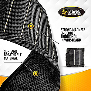 Voltstorm Magnetic Wristband - Men Women Tool Belt with 12 Strong Magnets for Holding Screws, Nails, Drill Bits - Great Gift for Men Stocking Stuffers, Handyman, Carpenter, Electrician, Framer