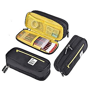 BWBOWANG pencil case large capacity pencil case storage box cosmetic bag Oxford cloth large storage stationery case with zipper, suitable for most pencil cases (black), wlf-118, 8.27x2.75x3.75