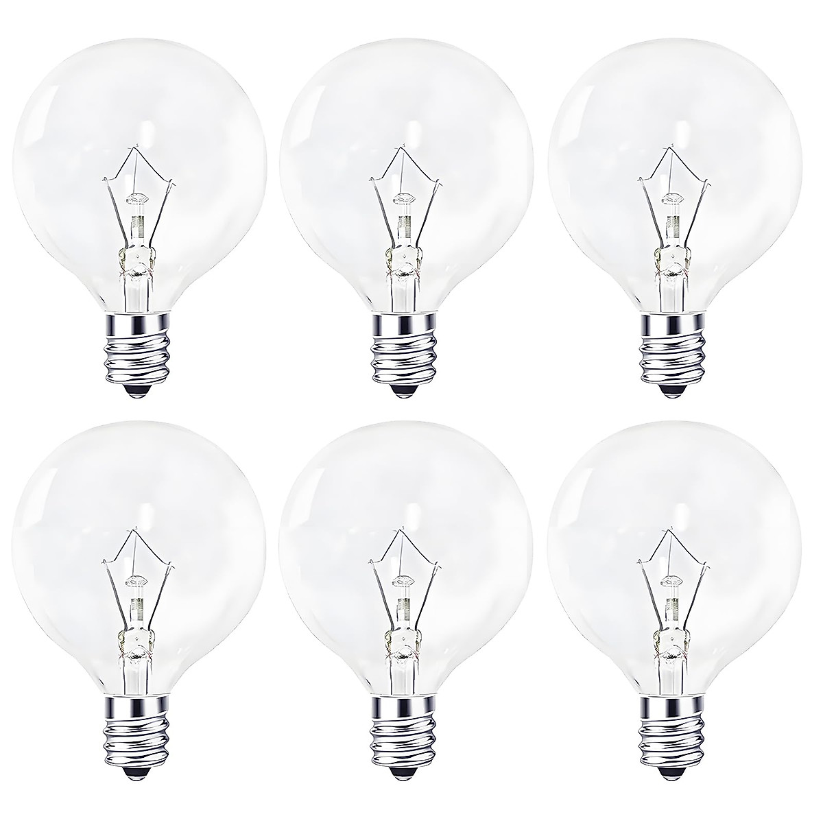 Wax Warmer Bulbs 25 Watt,G50 Light Bulbs for Full Size Scentsy Warmers,120V E12 Base G16.5 Globe Clear Light Bulbs for Candle Wax Warmer,Dimmable,Long Lifespan,Warm White,6 Pack