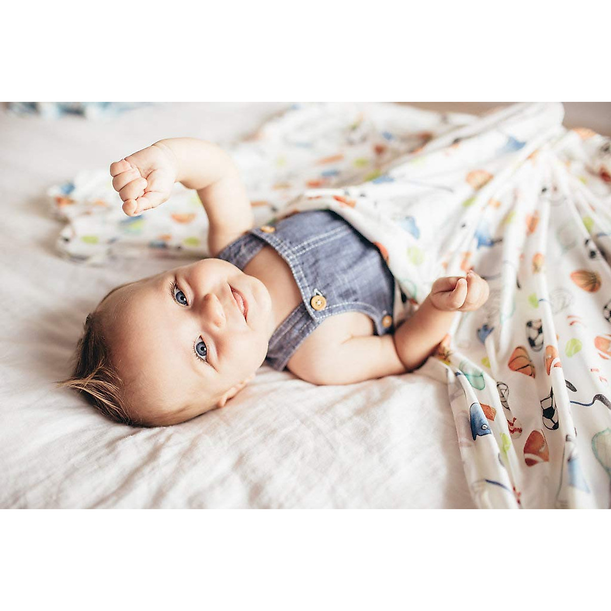 Large Premium Knit Baby Swaddle Receiving Blanket "Varsity" by Copper Pearl