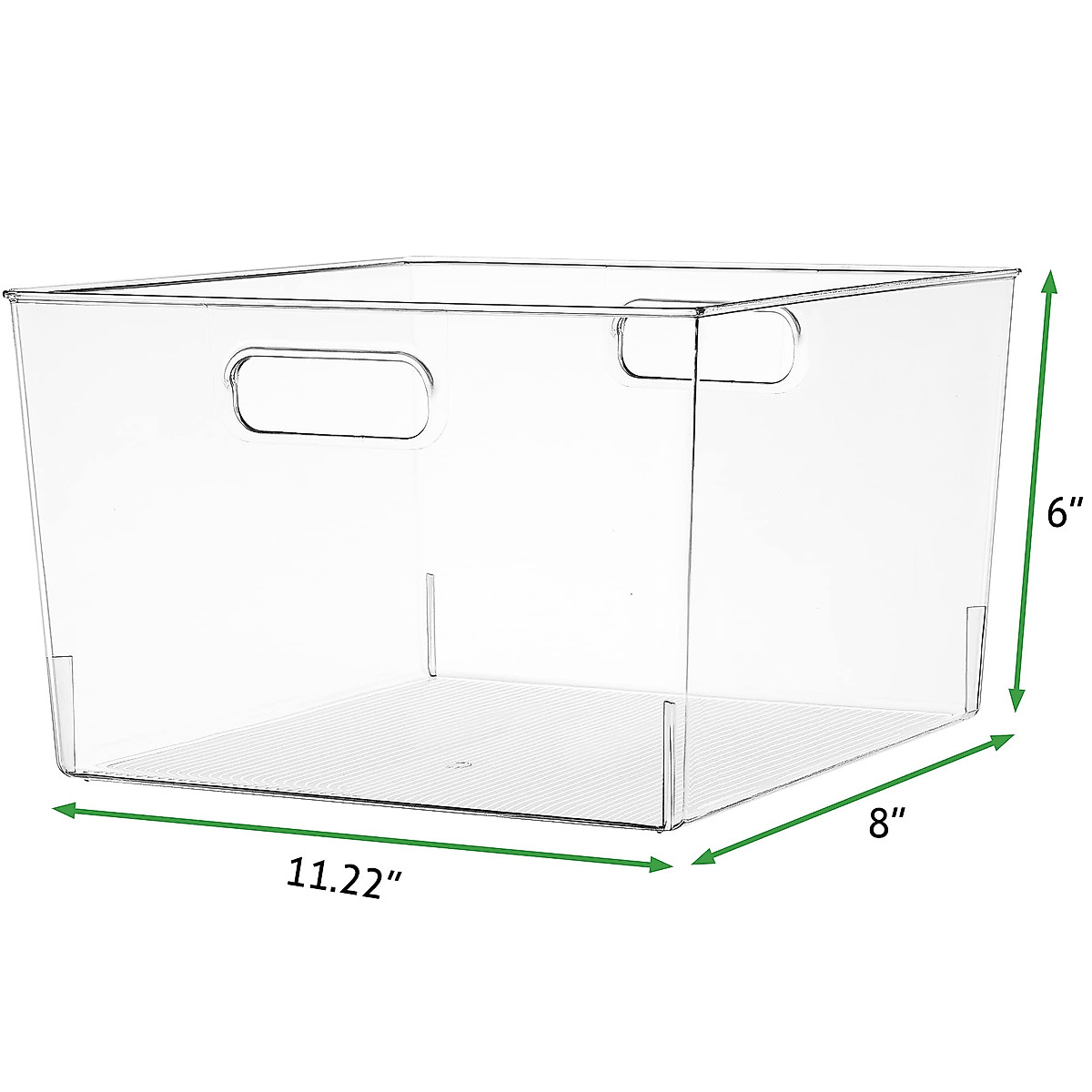 EAMAOTT Clear Plastic Storage Organizer Container Bins with Cutout Handles, Transparent Set of 4, BPA Free, Cabinet Storage Bins for Kitchen Food Pantry Refrigerator Bathroom, 11” x 8” x 6”