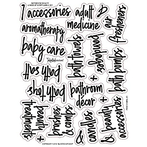 Talented Kitchen 6-Pack Makeup Organizer Premium Quality Acrylic Plastic Containers. Bathroom Beauty Storage Set: 5 Canisters & 107 Printed Labels Organization