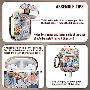 wenew Protective Airpods Case Cover Designed for Apple Airpods 2 & 1, Cute Fadeless Patterns Shockproof Hard Case Cover with Portable Keychain Clip for Girls Kids Women Men (Blue)