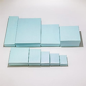 TheDisplayGuys - 100-Pack #32 Cotton Filled Cardboard Paper Jewelry Boxes Gift Case - Pearl Teal (3.3" x 2.3" x 1.0") - for Shipping or Storage