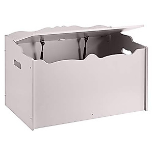 Amazon Basics Kids Toy Box, Wooden Organizer Storage Chest, Gray, 30" x 18" x 19"