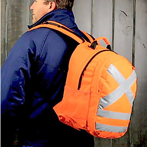 Caribee Reflective Safety and Hydration Backpack for Work, Hunting, Motorcycle and Construction in High Visibility Orange for Men and Women