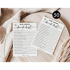 All Ewired Up 50 Who Knows the Bride Best (50-Cards) Fun Wedding Shower Decorations Engagement Party Rehearsal Dinner Game Activity, How Well Do You Know The Bride, Minimalist Script