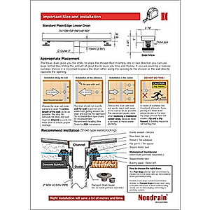 Neodrain Professional Black 24-Inch Linear Shower Drain Manufacturer with Removable Capsule Pattern Grate, 304 Stainless Steel Rectangle Shower Floor Drain- Adjustable Leveling Feet,Hair Strainer