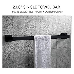 Towel BAR Rack Premium Stainless Steel Towel Bar,Black Towel Rack Wall Mounted Towel Rail,Towel Rod for Bathroom Matte Black 16-Inch a/Black / 40x5x8cm