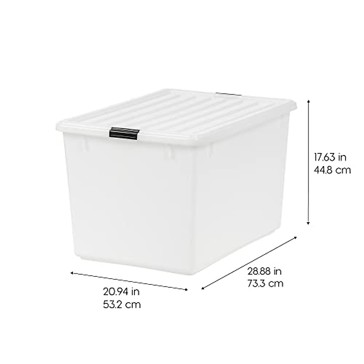 IRIS USA 132 Quart/36 Gal. Stackable Plastic Storage Bins with Lids and Latching Buckles, 3 Pack - Pearl, Containers with Lids, Durable Nestable Closet, Garage, Totes, Tubs Boxes Organizing
