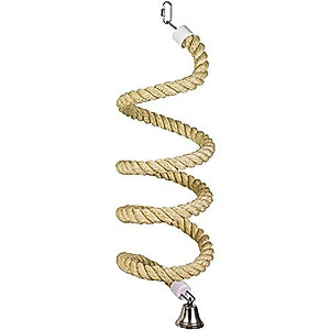 Hypeety Birds Parrot Stand Perch Toys Stainless Steel Birds Cage Perch Climbing String Rope