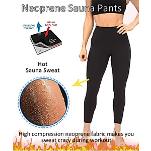 RIBIKA Leggings for Women Yoga Pants Tummy Control with Pocket Sauna Sweat Workout Tank Top Black Gym Butt Lifting