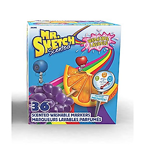 Mr. Sketch Scented Washable Markers, Chisel Tip, Assorted Colours, 36 Count.