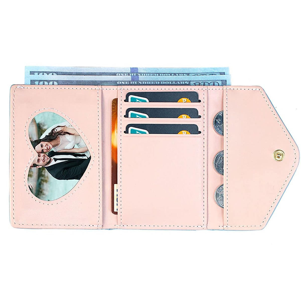 SUMGOGO Womens Small Wallet Girls Cute Cartoon Pig Trifold Little Slim Short Card Wallets (Green)