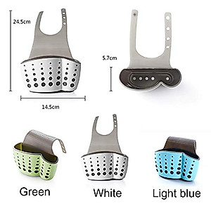 Sink storage rack, DLD plastic saddle faucet caddy table storage box pen holder (white)