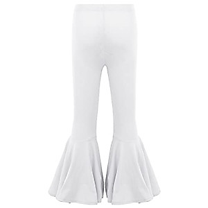 Happy Cherry Baby Girls Bell Bottom Trousers Cute Flare Stretch Long Pants Soft Knit Ruffle Leggings Casual Comfortable High Waist Pants White 6-12 Months