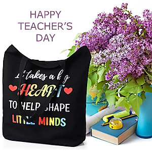 Xuniea 2 Pcs Teacher Appreciation Tote Bag, Teacher Gifts Idea Funny Reusable Canvas Bag for First End Day of School (Simple Style)