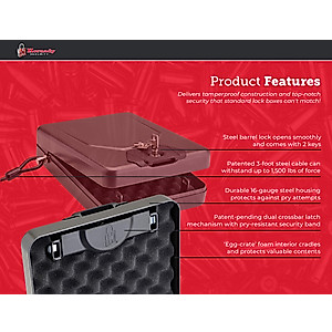 Hornady Alpha Elite Portable Lock Box for Guns and Valuables – Includes 2 Keys and 4 Foot Steel Cable – Thick 16-Gauge Steel, An Ideal Car Lock Box or Truck Safe – Black, 10.25 x 8 x 2.75 Inches