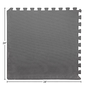 Stalwart Foam Mat Floor Tiles, Interlocking EVA Foam Padding Soft Flooring for Exercising, Yoga, Camping, Kids, Babies, Playroom – 6 Pack, Gray, 24" X 24" X 0.5"
