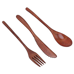 Wooden Cutlery Set Scratch Proof Durable Portable Heat Resistant Wooden Spoon Fork Cutter Tableware with Box for Dessert Salads Noodles