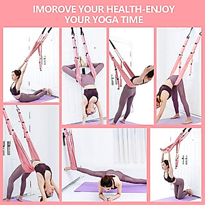Yoga Stretching Strap, Leg stretcher Backbend Assist Trainer Enhance Body Flexibility Stretch Strap with Aerial Yoga Swing Great for Ballet Yoga Cheerleading Normal Exercise Stretching (Pink)
