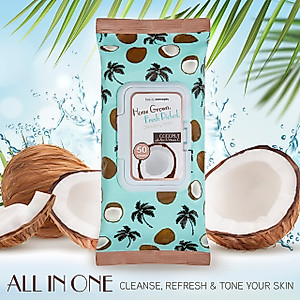 B.C. Beauty Concepts Makeup Remover Wipes – Gentle Facial Wipes for Easy Makeup Removal, 100 Count (Pack of 2), Coconut with Aloe & Vitamin C