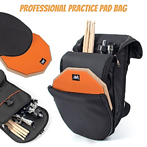 AKLOT Practice Pad Set 12" Silica gel Pads Drum for Adult Kids with Snare Drum Stand,Double Sided,Drumsticks,Bag