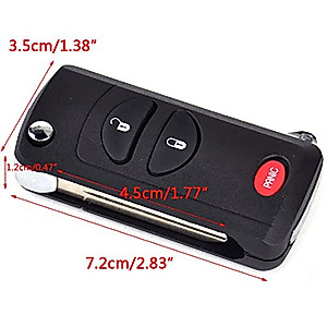 beler 2+1 Button Folding Flip Remote Holder Key Keyless Shell Case Fob Fit for Chrysler Dodge Jeep