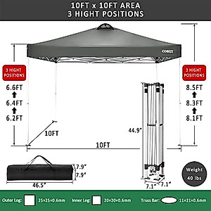 Canopy 10x10 Waterproof Pop up Canopy Tent with 4 Sidewalls, Outdoor Event Shelter Sun Shade Party Commercial Canopy with Air Vent, 4 Weight Bags, Carry Bag