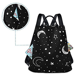 ALAZA Doodle Night Sky Moon Stars Backpack for Daily Shopping Travel
