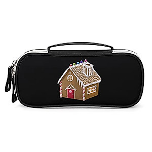 Gingerbread House Printed Pencil Case Bag Stationery Pouch with Handle Portable Makeup Bag Desk Organizer