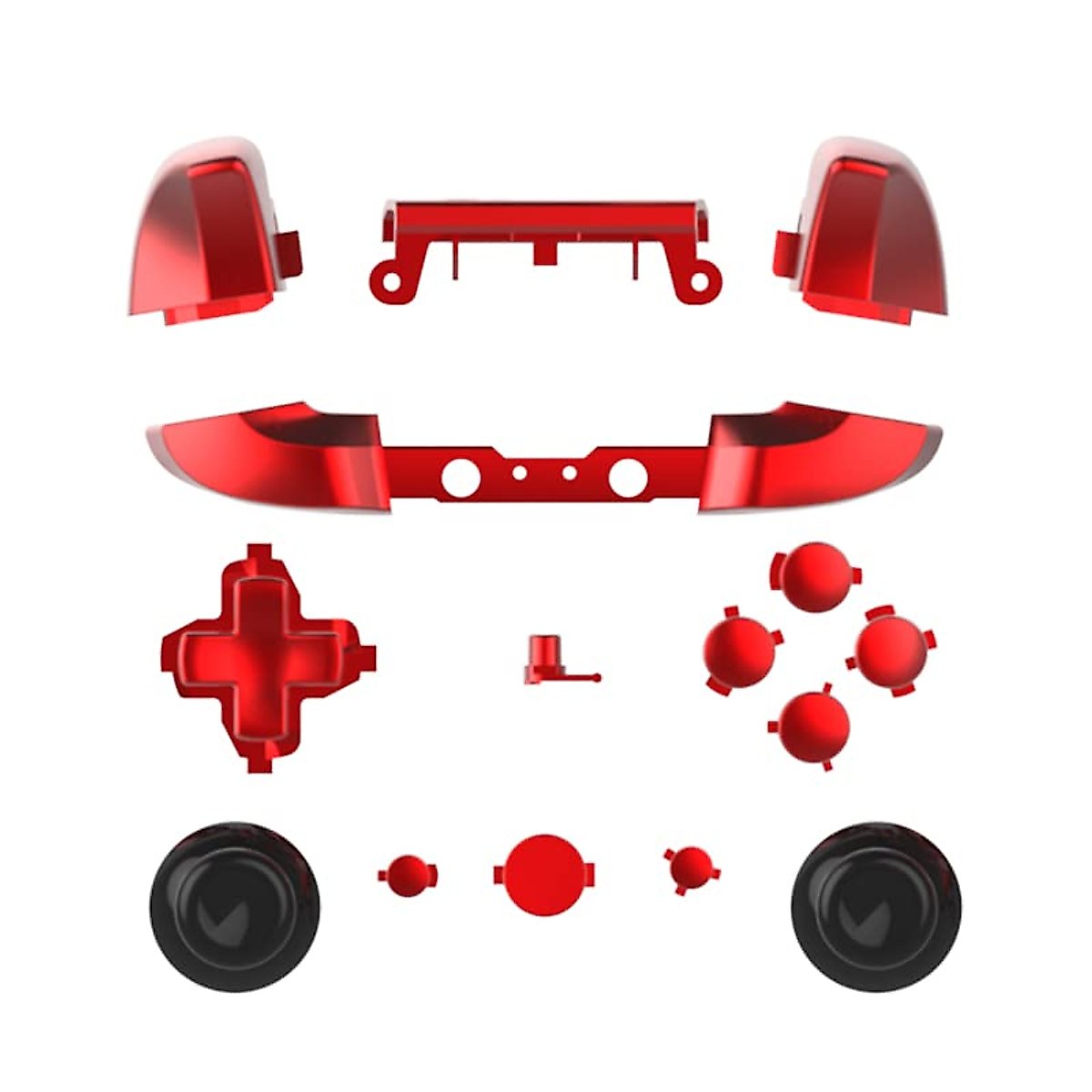 Chrome Color ABXY Dpad Triggers Full Buttons Set Mod Kits for Xbox One Slim / xbox one S Controller with Screwdriver (Torx T6 T8) Set (Chrome Red)