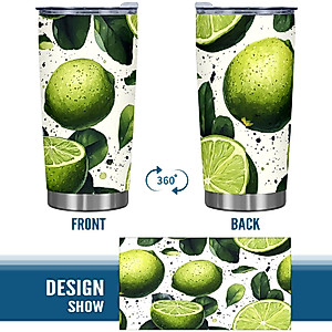 QWEUIOP 20oz Insulated Travel Coffee Mug Tropical Citrus Stainless Steel Tumbler with Lid Double Wall Vacuum Coffee Cup For Hot and Cold Drinks14324
