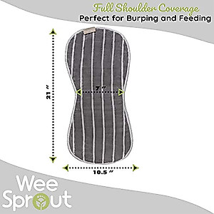 WeeSprout Unisex Set of 4 Organic Towel Cotton Burp Cloths Four Ultra-Absorbent Layers Keep Clothes Dry, Button Transforms Burp Cloth into Baby Bib, Machine Washable (Neutral Set, Full)