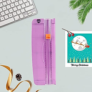 ZEQUAN Small Purple A4 Paper Trimmer, Portable Paper Cutter for Label, Origami, Card, Photo, Coupon, Scrapbook, Cardstock, Laminated Paper, and Craft Project