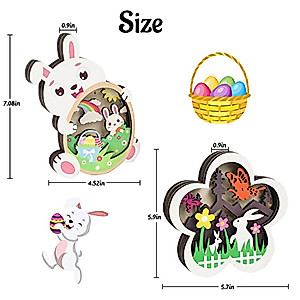 FOIMAS Easter Wooden Table Sign,Light Up Bunny Egg Table Centerpiece Topper for Easter Table Top Party Decoration Supply