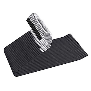 JS HANGER Non Slip Pants Hangers 20 Pack Open Ended Easy Slid Slacks Hangers, Durable Anti-Rust Space Saving Metal Jeans Hangers, Chrome and Black Friction