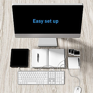 Macally Wired Keyboard for Mac - Compatible Apple Keyboard with USB Ports for Mouse - Full-Size Mac Keyboard with Number Pad - Plug & Play Keyboard for MacBook Pro/Air, iMac - Aluminum Frame