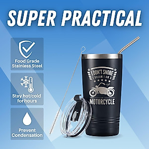 Onebttl Motorcycle Gifts for Men, I Don't Snore I Dream I'm a Motorcycle, Tumbler Travel Coffee Mug, Dad Grandpa Biker Rider, Stainless Steel 20oz/590ml - Design B