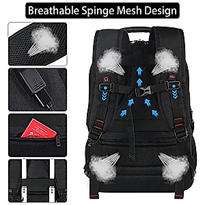 Mogplof 17 inch Laptop Backpack, Large Travel Backpack with USB Charge Port, Water Resistant Travel Backpack Airline Approved for on Bisuness, College Bookbag Durable, TSA Friendly Backpack Luggage