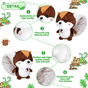 Sosation 6 Pcs Squirrel Stuffed Animal Plush 4.7 Inch Cute Squirrel Plush Small Stuffed Squirrel Toy Stuffed Animal Keychain for DIY Birthday Party Keys Backpack (Squirrel Style)