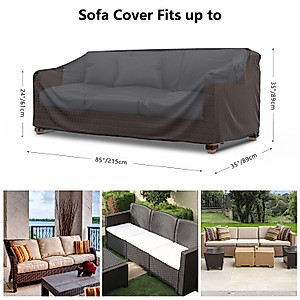 Mrrihand Heavy Duty Patio Sofa Cover Waterproof, 3-Seater Outdoor Sofa Loveseat Cover, Outdoor Patio Furniture Cover with Air Vent and Handles, 85" L×35" D×35" H, Black